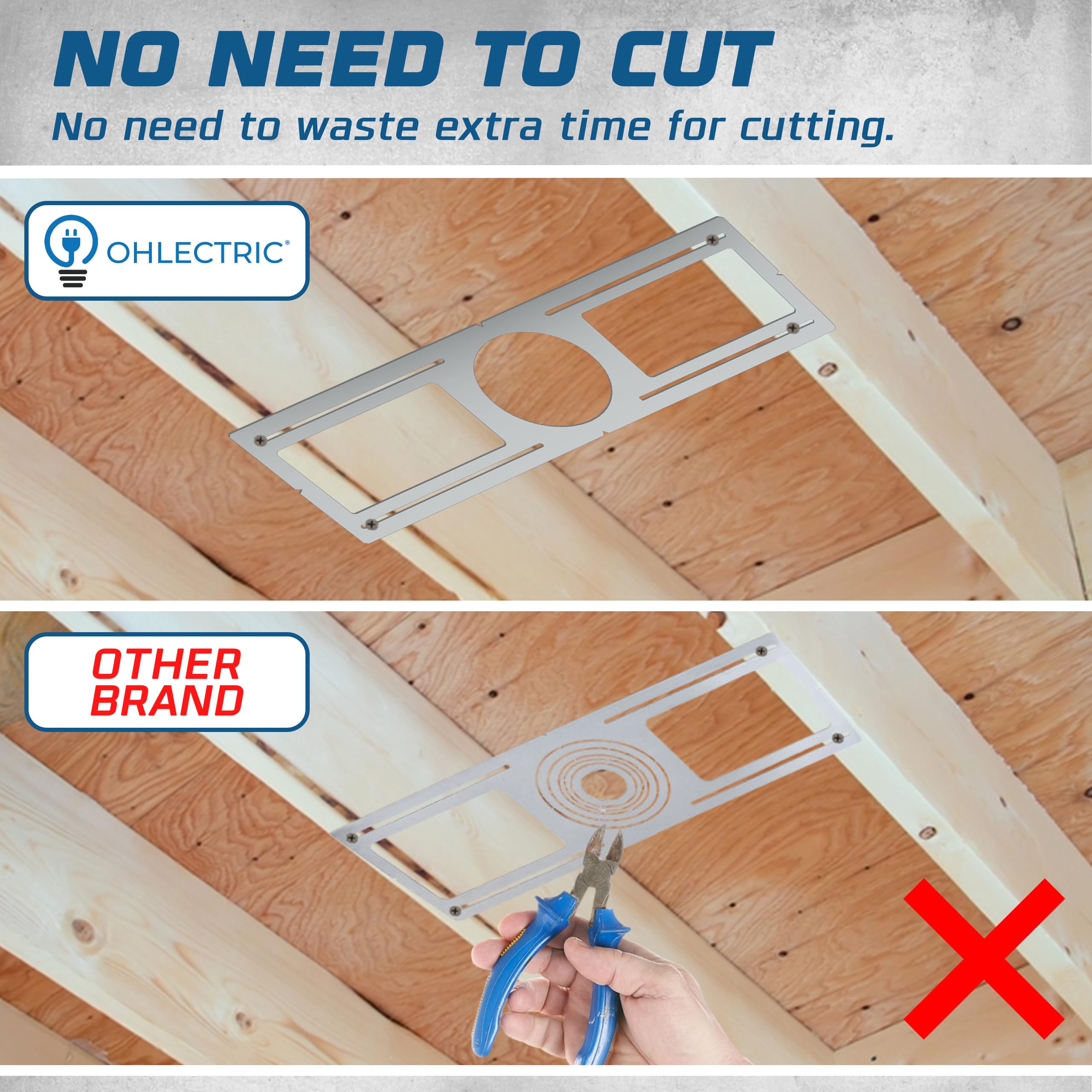 OHLECTRIC (48 Pack) New Construction Rough-in Plate for LED Downlight β Slim Steel Plate/Bracket β Guide for Electrician & Drywaller β for Use with 6 Inch Models
