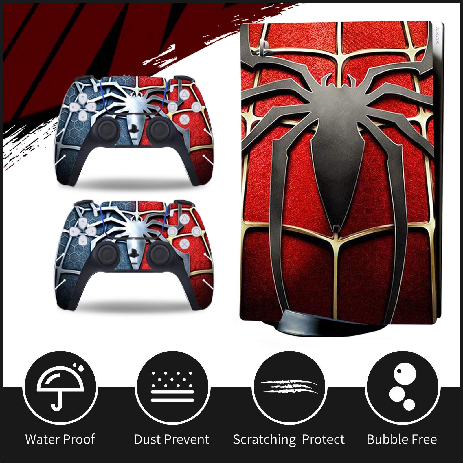 JAEES PS5 Digital Edition Console and Controller Skin Vinyl Sticker Same Decal Cover Quality for Cars. Durable, Scratch Resistant, Bubble-Free, Compatible with Playstation 5 (A)