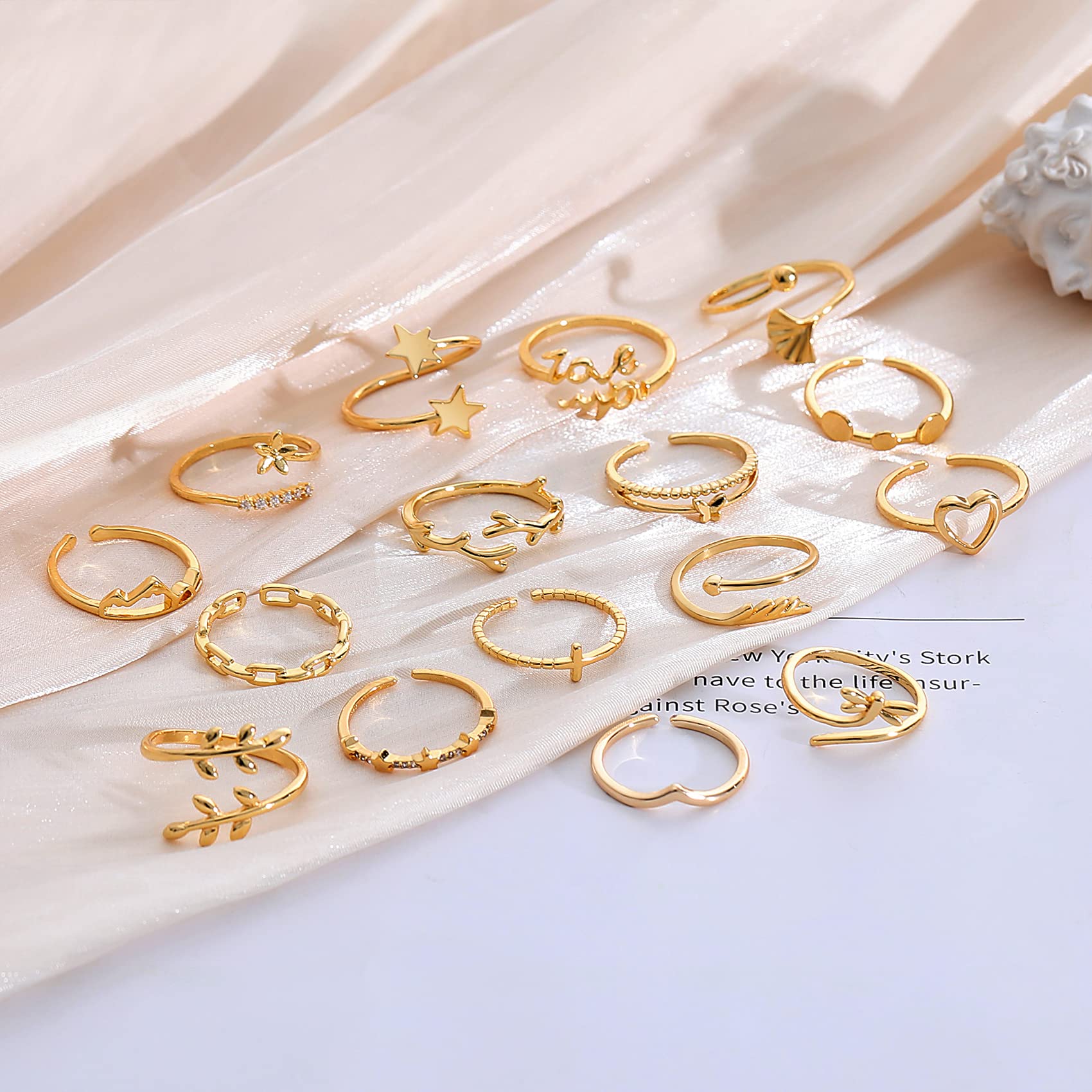 KOHOTA 16PCS Adjustable Rings for Women