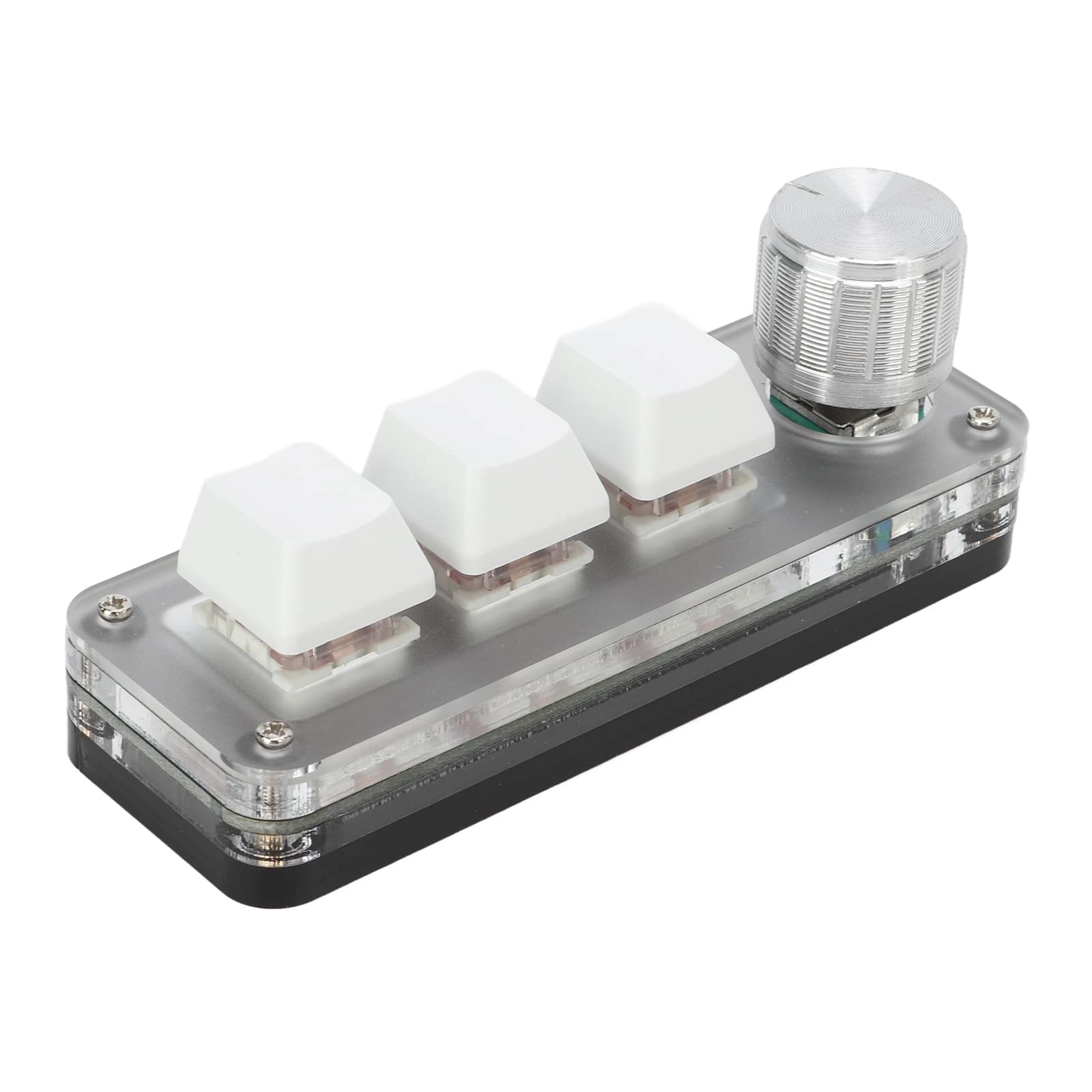Mini 3 Key Keypad Mechanical White Gaming Keyboard Programmable One Handed for Office Games Music Industrial Control Mini Customized Keypad