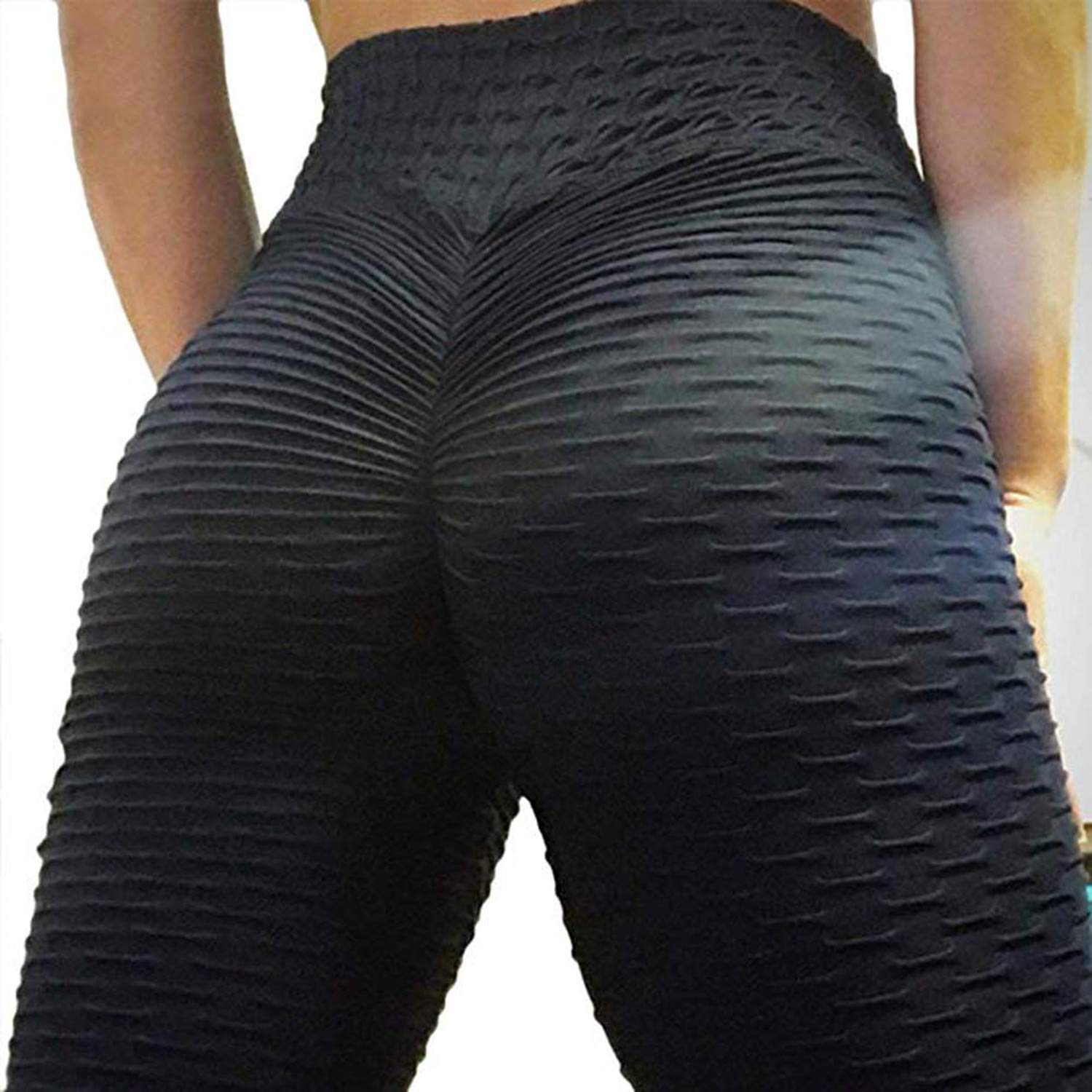 HLZKU Anti-Cellulite Compression Leggings, Women's High Waisted Capris Yoga Pants Cellulite Oppressing Mesh Fat Burner Running Tights Design (Medium, Black)