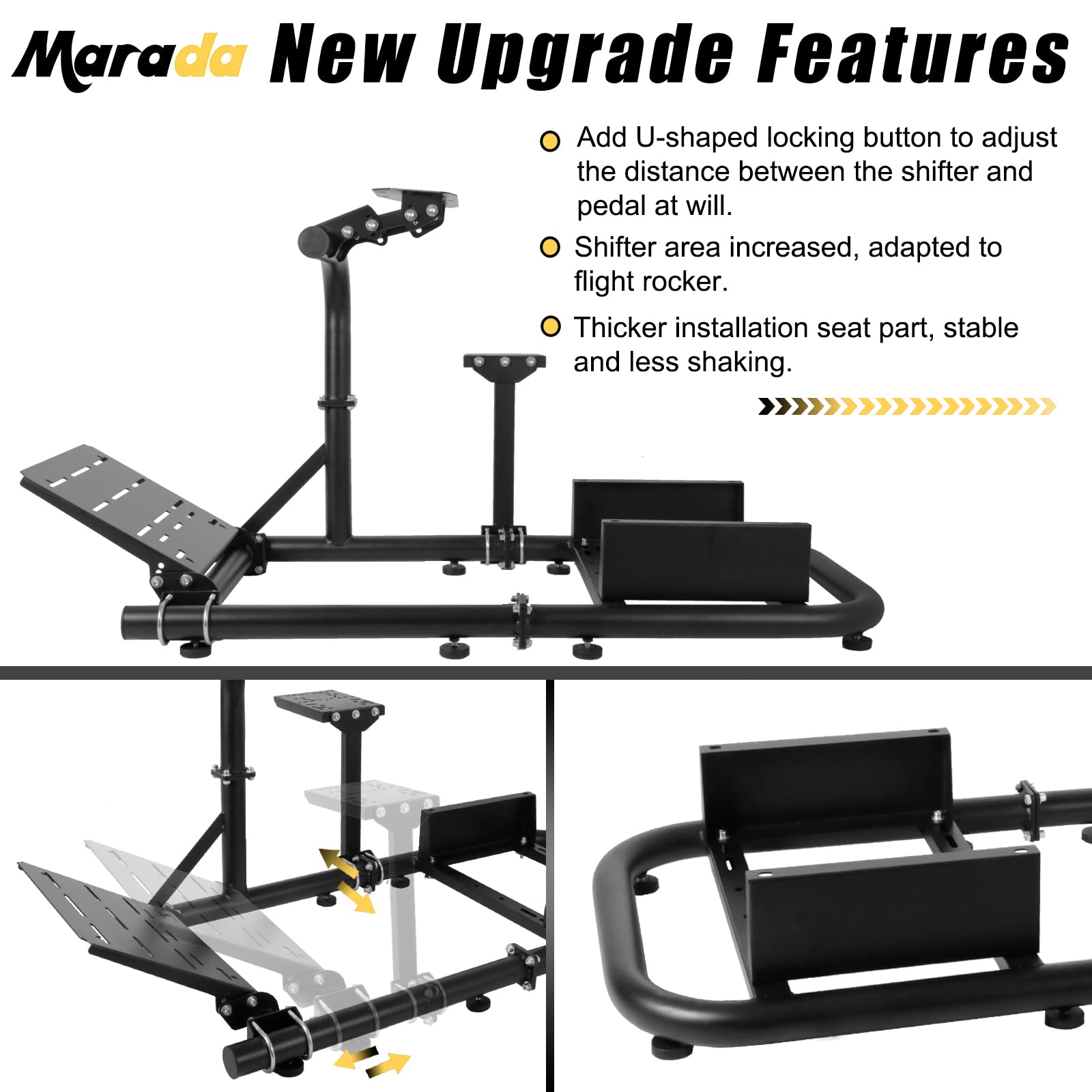 Marada Sim Racing Simulator Cockpit Stable Frame Pro Upgrade Racing Wheel Stand Angle Adjustable Fit for Logitech G25 G27 G29 G920,Thrustmaster T80 T150,Fanatec Wheel, Pedals,and Shifter Not Include