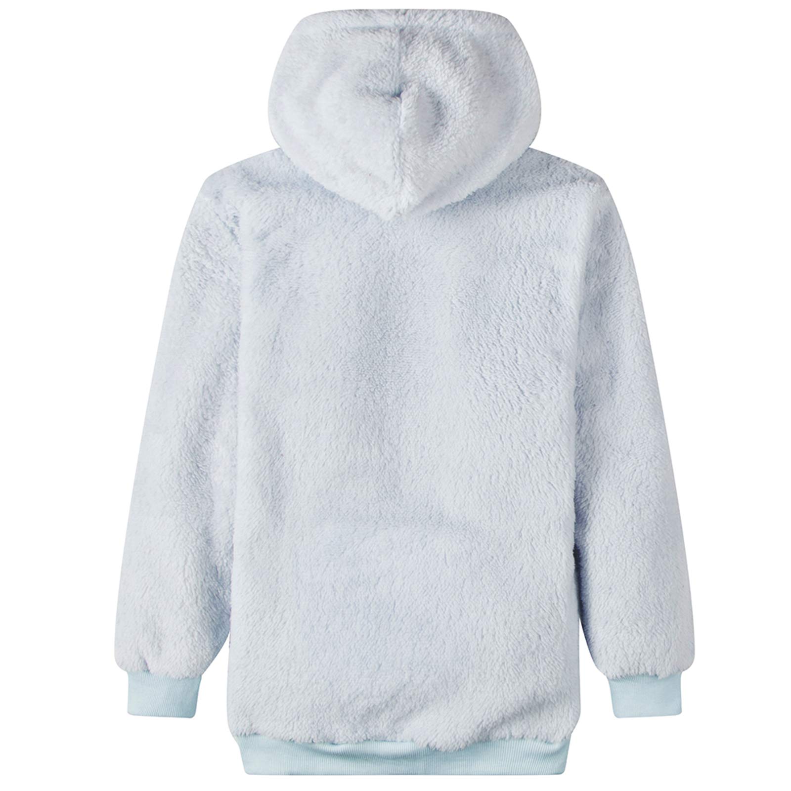 HMBEIXYP Girl's Polar Fleece Sherpa Pullover Fuzzy Fleece Sweatshirt Hoodie with Pockets Blue 140CM