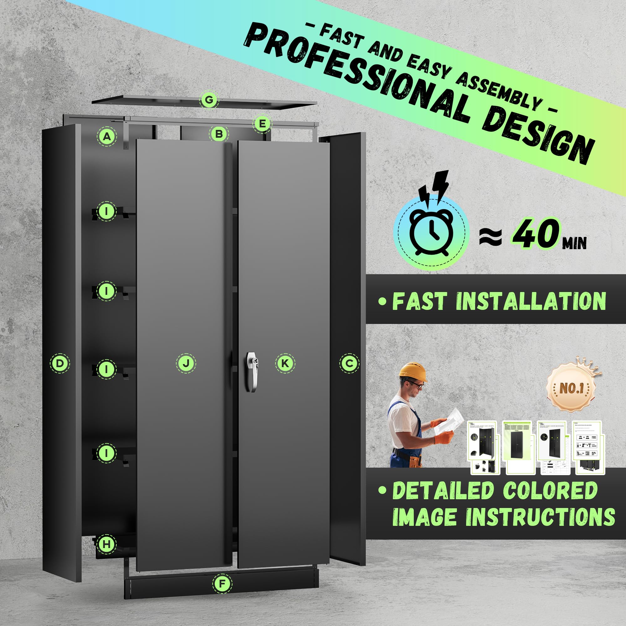 INTERGREAT Metal Locker for Bedroom,Steel Storage Lockers for Toys,Clothes
