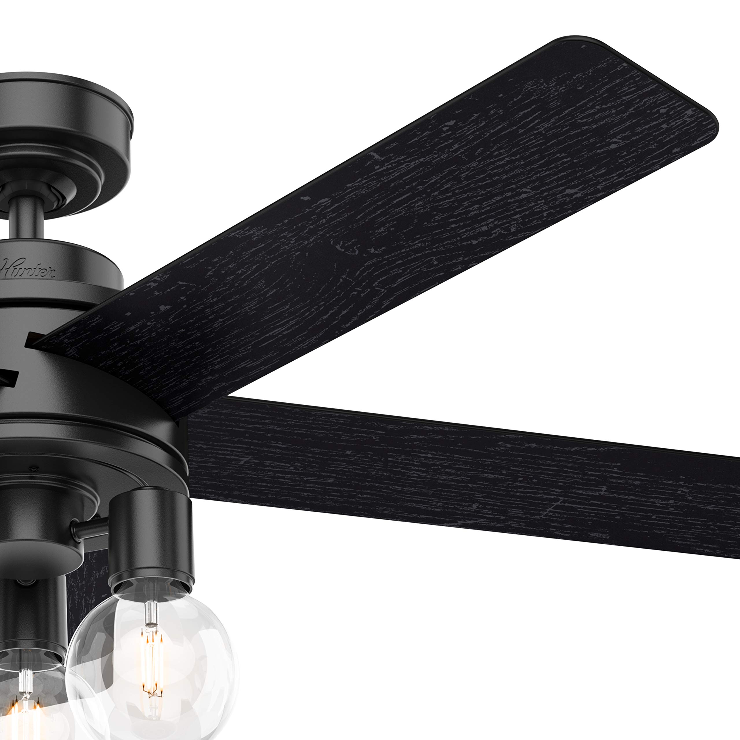 Hunter Fan 52 inch Contemporary Matte Black Indoor Ceiling Fan with Light Kit and Remote Control (Renewed)