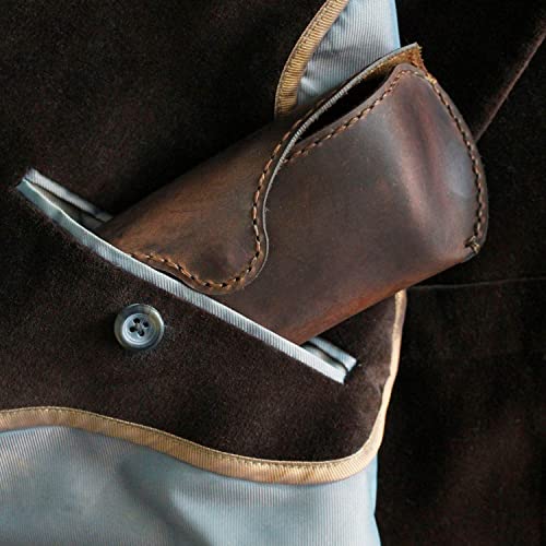 MyMesken- Leather Glasses Case- Premium Quality Eyeglass & Sunglass Case for Men and Women- Handmade, Thick Leather, Stylish Design- Protects Your Glasses- Magnetic Snap Closure- Brown Leather