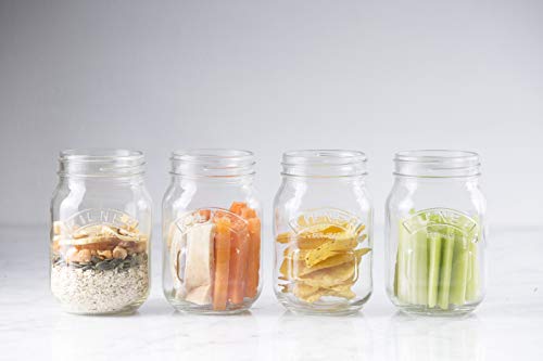 Kilner Snack On The Go Glass Jar Set Stainless Steel Cup Keeps Dry Ingredients Separate from Wet Foods, 17-Fluid Ounces, 0.5L