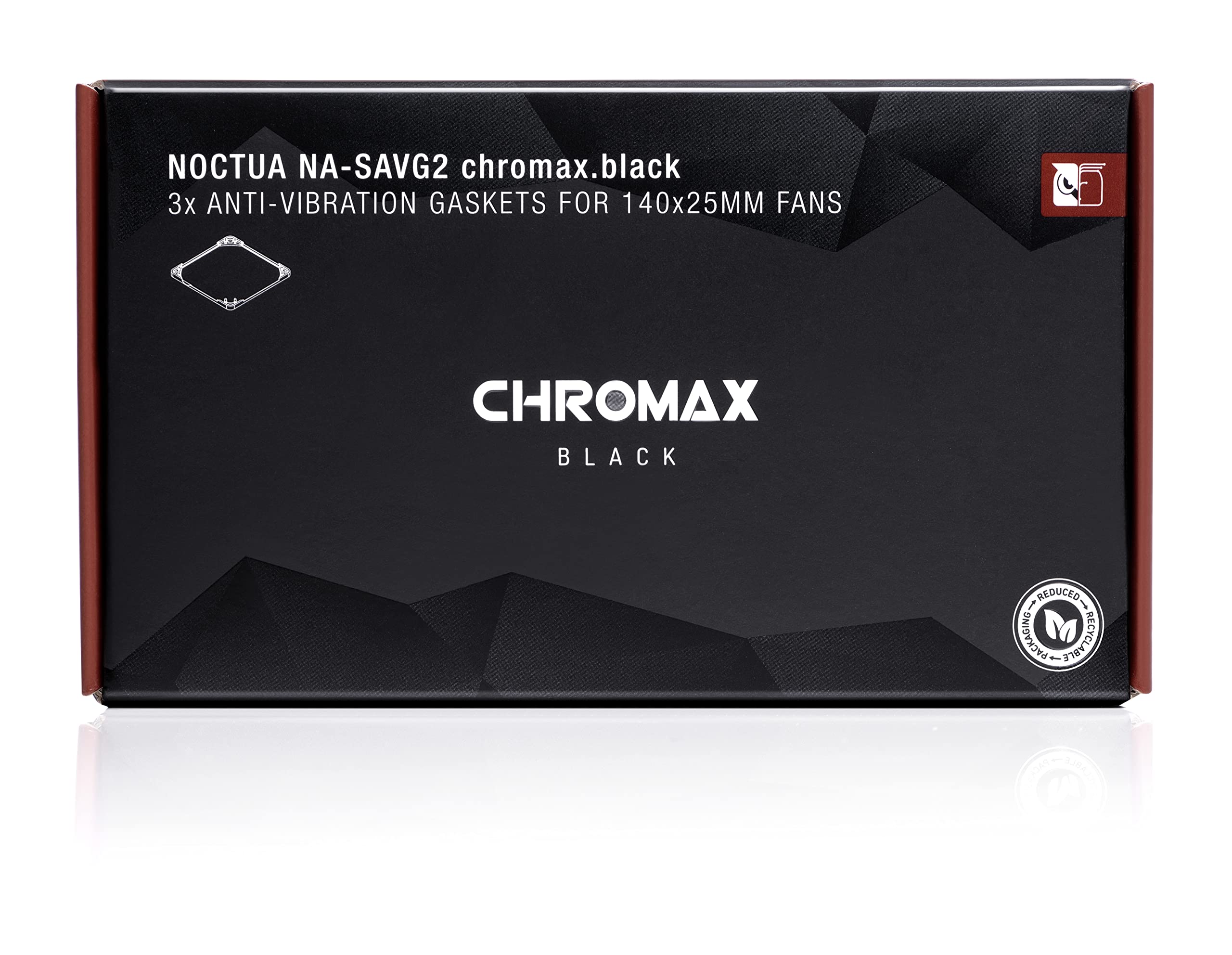 Noctua NA-SAVG2 chromax.Black, Anti-Vibration Gaskets for 140x25mm Fans (Set of 3, Black)