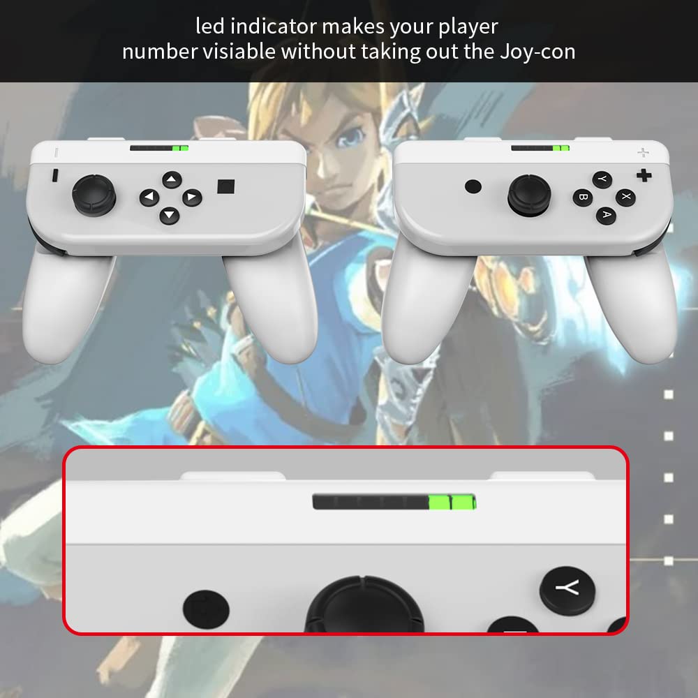 JDDWIN Joycon Grips Compatible with Switch & Switch OLED Controllers,Wear-Resistant Joy-con Handle for Switch/Switch OLED. (White)