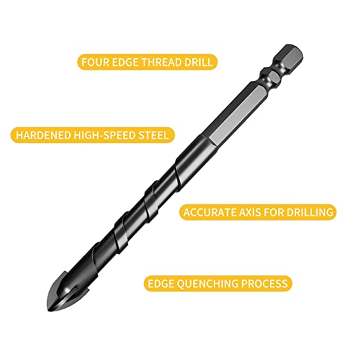 NewShark Concrete Drill Bit Set 10PCS, Masonry Drill Bits for Brick, Glass, Plastic and Wood, Tungsten Carbide Tip Work with Ceramic Tile, Wall Mirror, Paver on Concrete or Brick Wall(3/16”-1/2” )