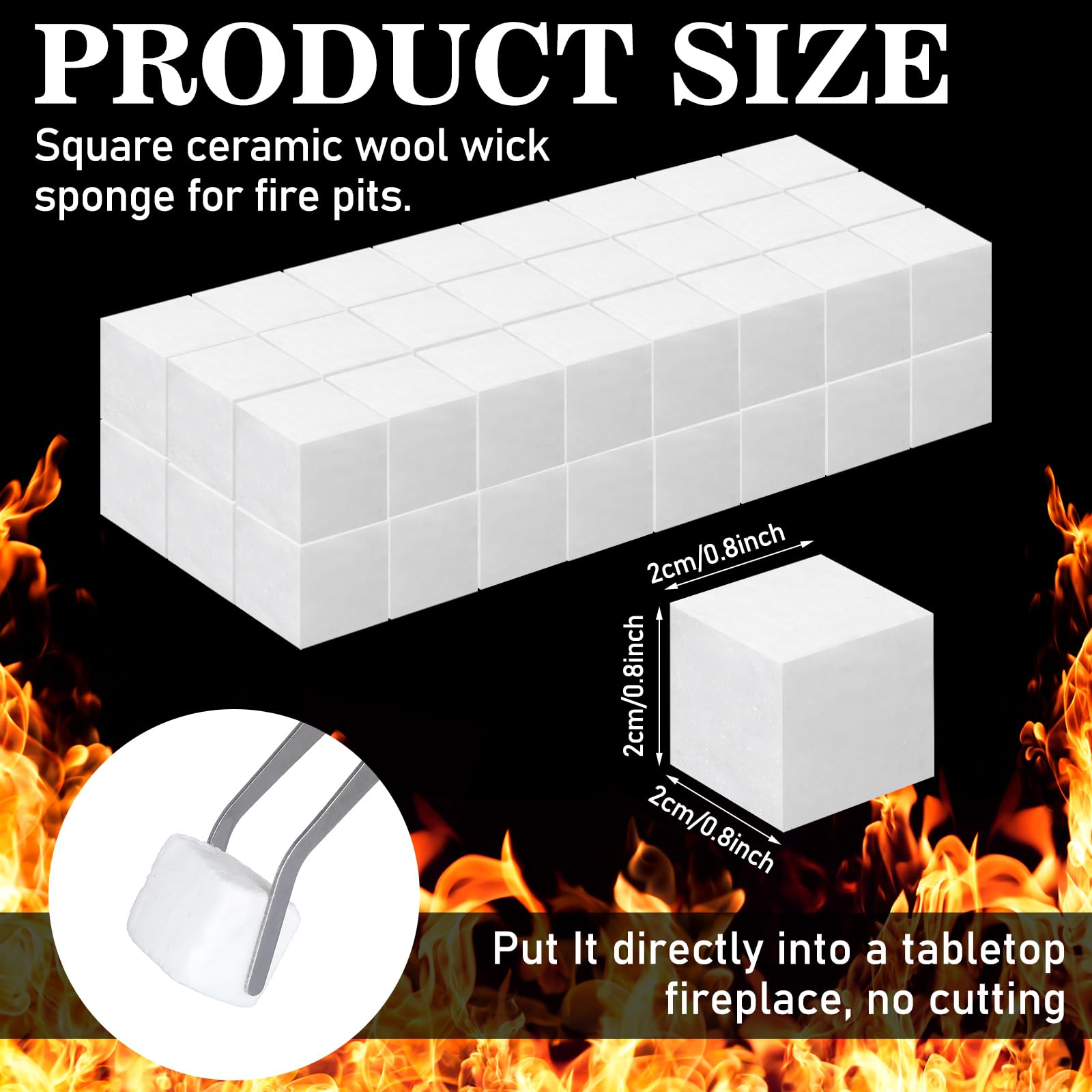 Pangda 48 Pcs 0.79 x 0.79 in Tabletop Fire Pit Ceramic Wool Wick Bioethanol Fuel Table Top Bowl to Extend Burning Time Firepit Sponge Ceramic Fiber Insulation Cotton Core for Rubbing Alcohol