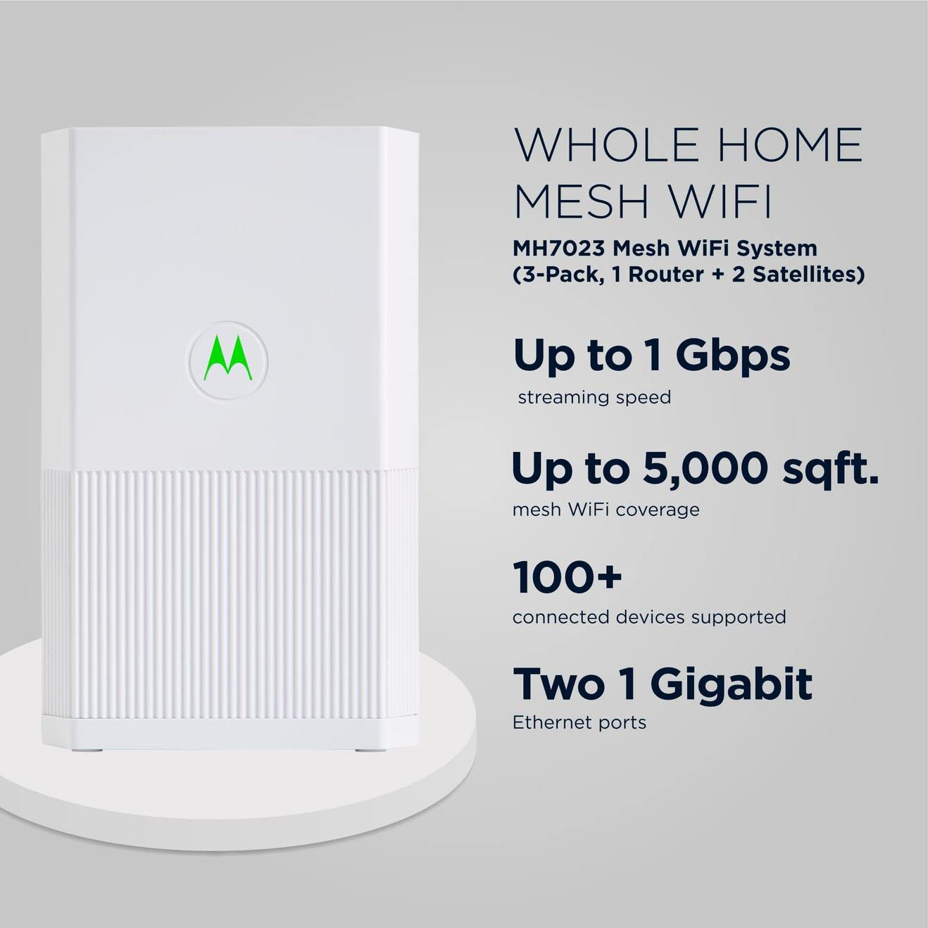 Motorola MH7023 Mesh (3 Pack) + MB8611 Cable Modem - Approved for Comcast Xfinity, Cox Gigablast, Spectrum | for Cable Plans up to 2500 Mbps | Tri-Band | AC2200 WiFi Speed | DOCSIS 3.1