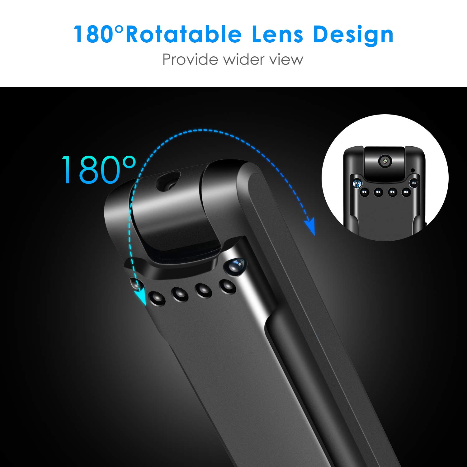 Mini Body Camera Video Recorder, Auto Night Vision Camera, Pocket Camera, Tiny Camera, Nanny Small Cam, Small Security Camera for Home Outdoor Office Etc (with 32G Super high-Speed Memory Card)
