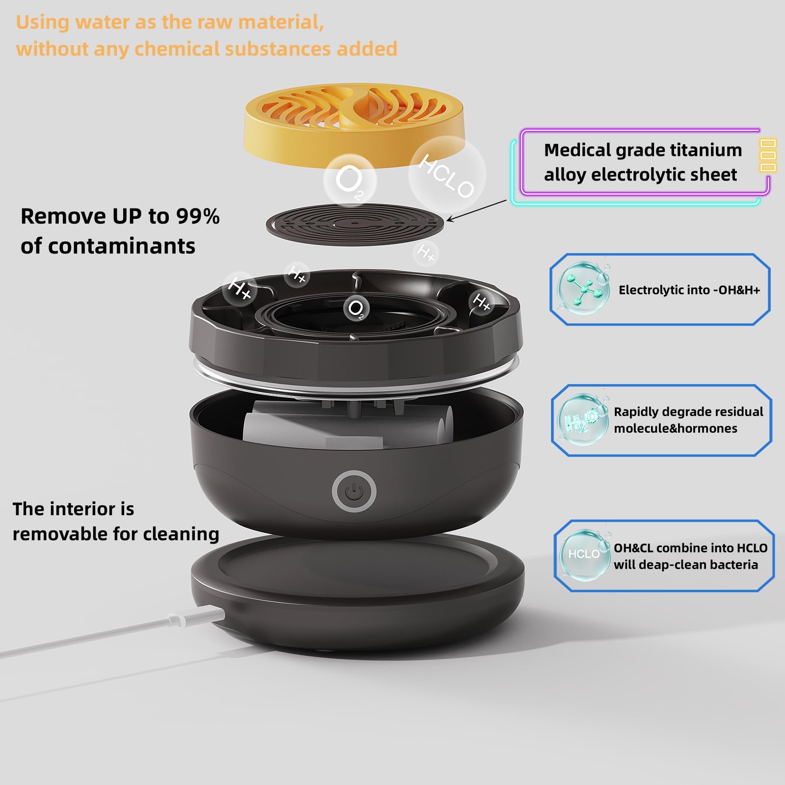 KADI Fruit and Vegetable Washing Machine, Fruit Cleaner Spinner Device in Water, Waterproof Fruit and Vegetable Purifier Clean Washer with OH-ion Clean Technology for Kitchen, Seafood, Rice, Meat…