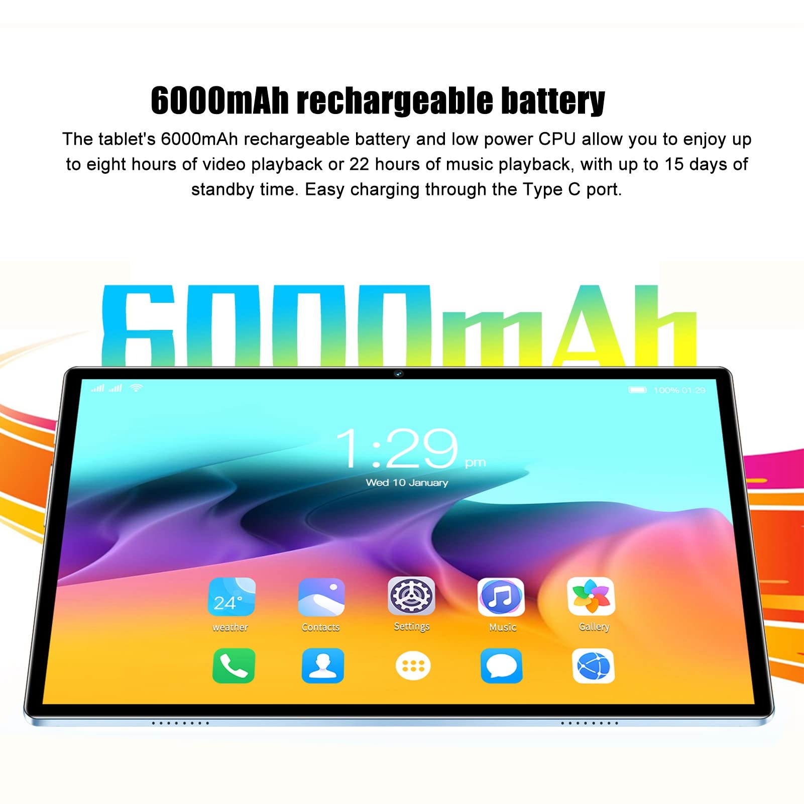 PUSOKEI 10.1 Inch Tablet PC,Sliver,8G 256G Memory,1960x1080 IPS Screen,MT6753 Octa Core,2.4G 5G WiFi Calling Tablet for Android 11,Dual Sim Card Dual Standby