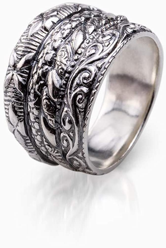 Joolala Fairytell Four Element Design Fashion Twirl Ring in 925 Sterling Silver β Anniversary Band for Women, Size 6