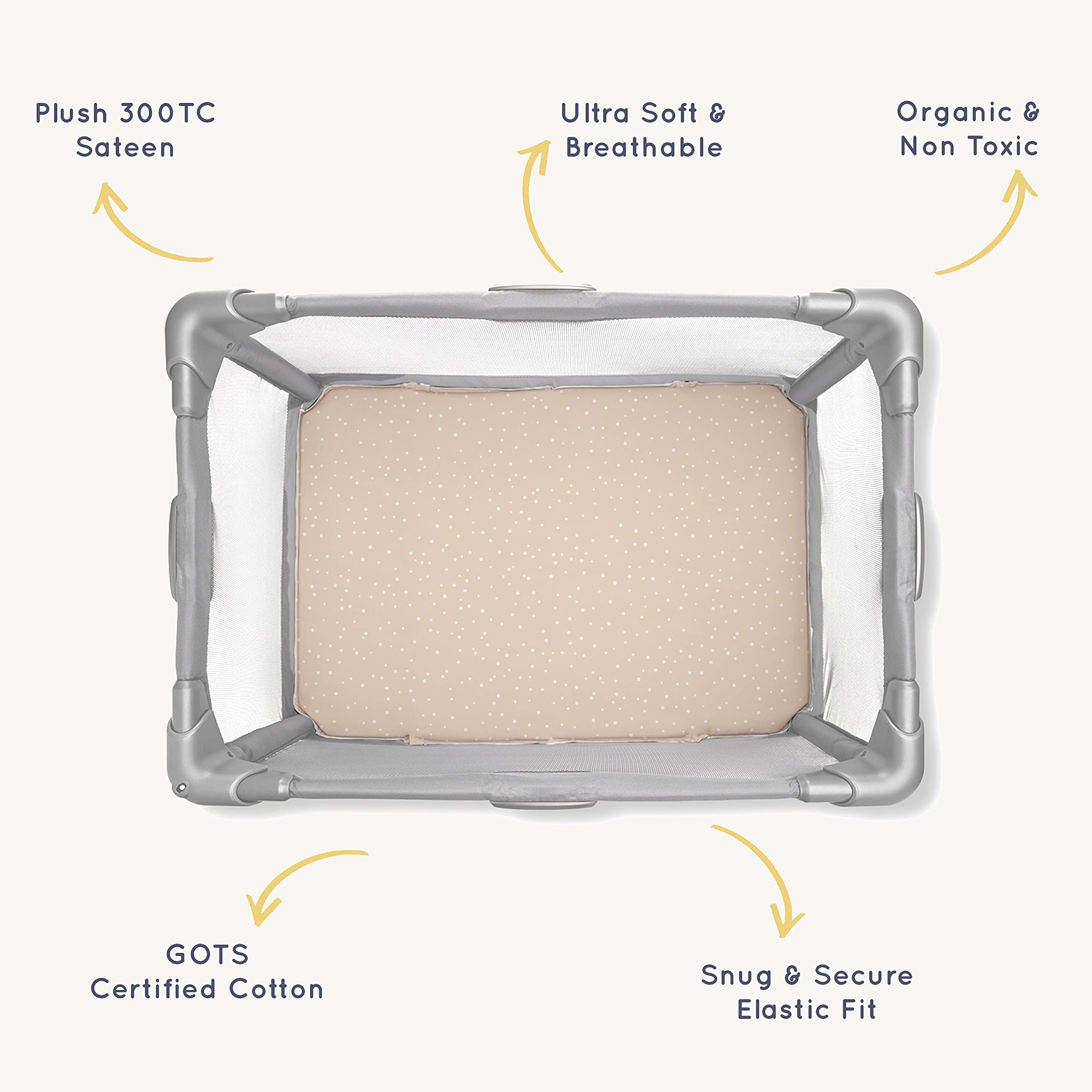 Makemake Organics Organic Playard Sheet GOTS Certified Organic Cotton Pack and Play Playpen Pack n Play Fitted Sheets Mini Crib Portable Breathable (26"X39", Astronaut)