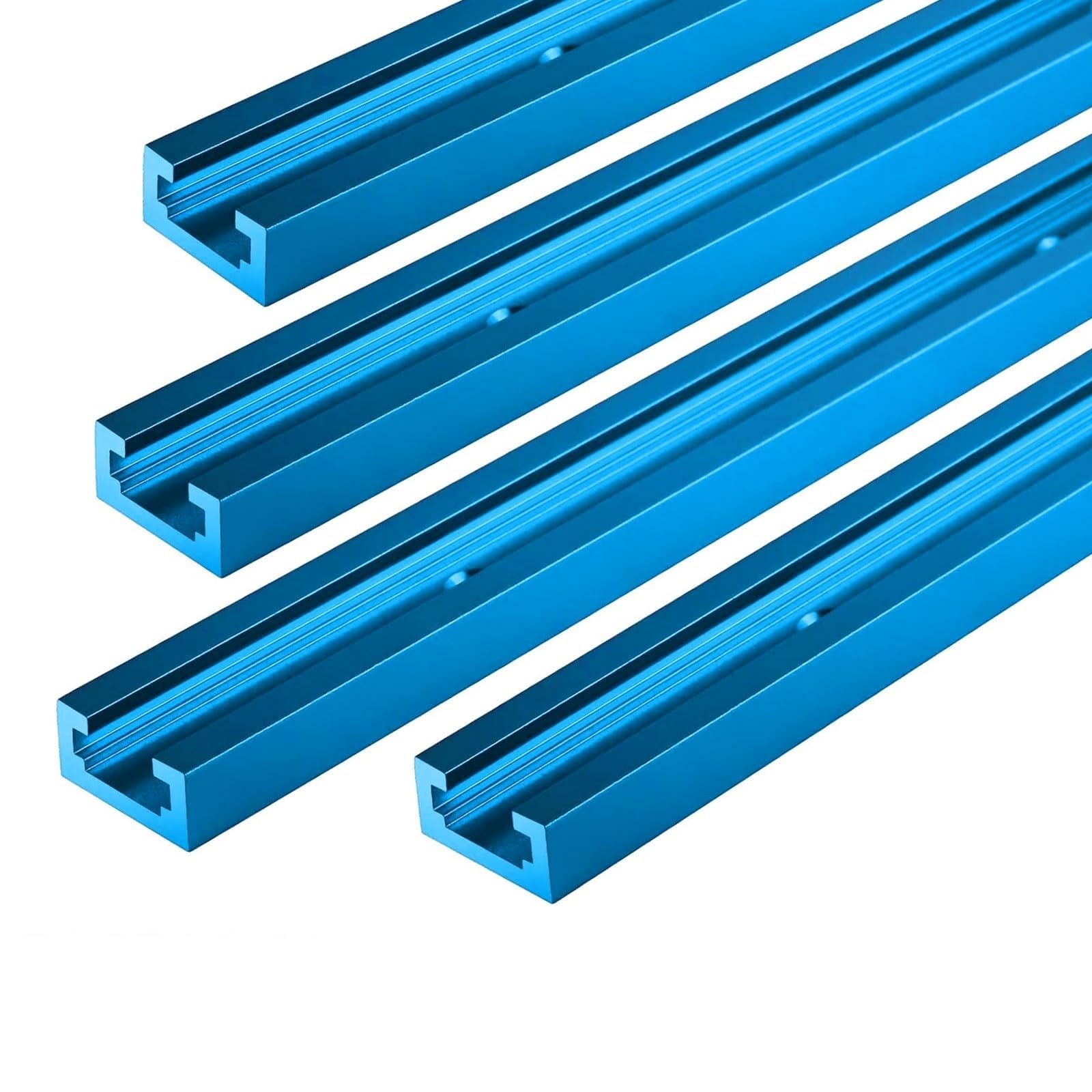 Seekliny 2pcs T-Track for Woodworking 48" Blue Double-Cut Pre-Drilled, 48 inch Universal Aluminum T Tracks Blue