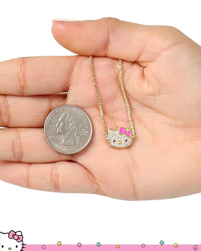 Hello Kitty Bracelet for Women Official License, 18k Gold Flash-Plated and Pave Cubic Zirconia Lariat Bracelet