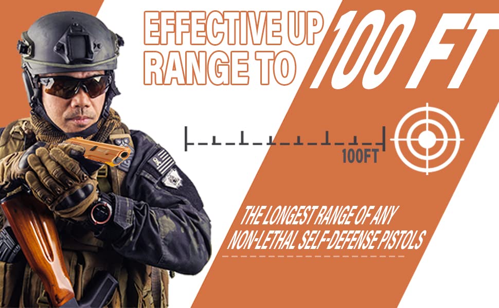 Lancer Self Defense Hornet 0.43 Cal Home Defense Launcher All in One Package-Less Lethal for Personal Defense (Color: Orange/Black)