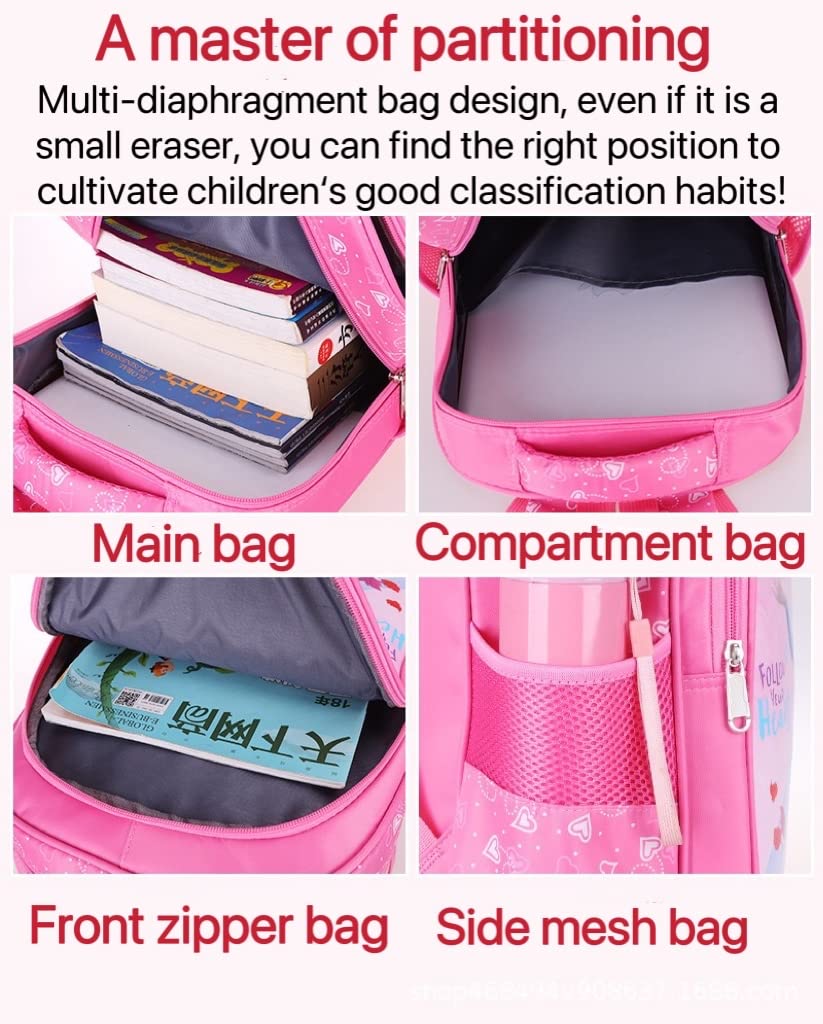 HONTUBS 16" Schoolbags, primary school students, girls, kindergarten girls, lightweight children‘s backpacks for grades (Sky blue 16")
