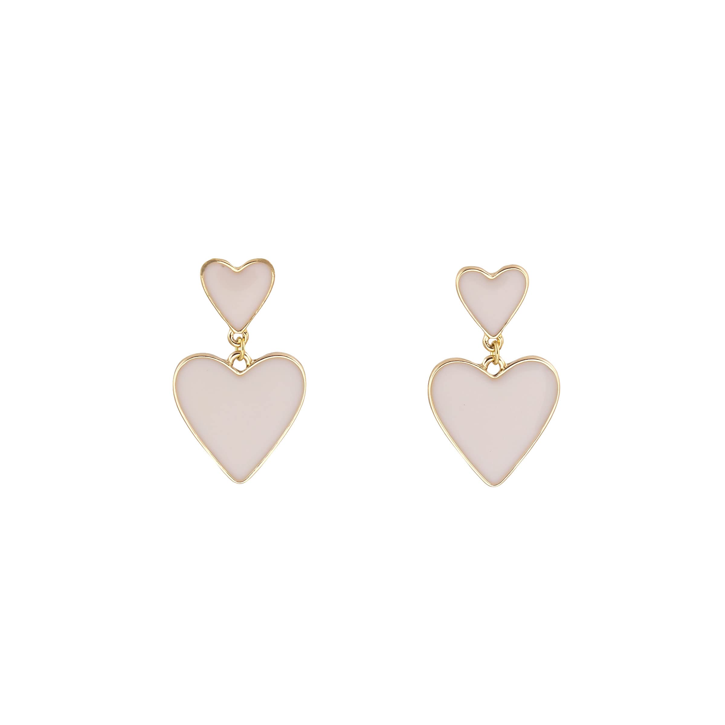 Laura Ashley Womens Jewelry Gold and Pink Enamel Heart Drop Dangle Earrings
