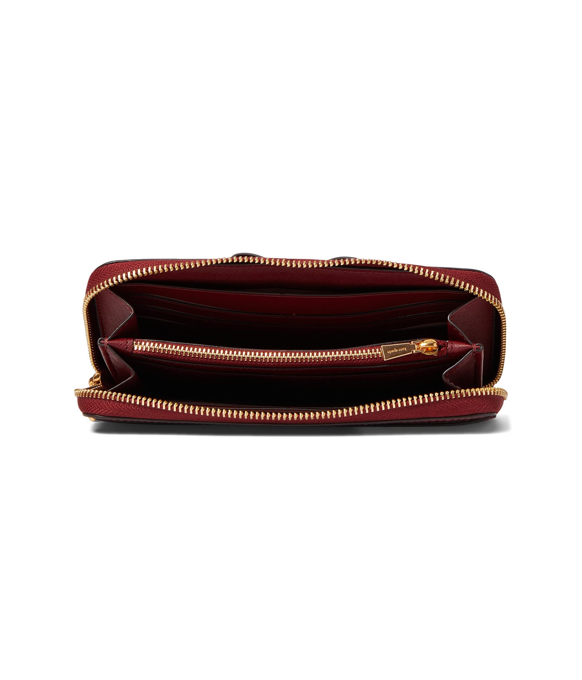 Kate Spade New York Morgan Bow Embellished Saffiano Leather Zip Around Continental Wallet Autumnal Red One Size