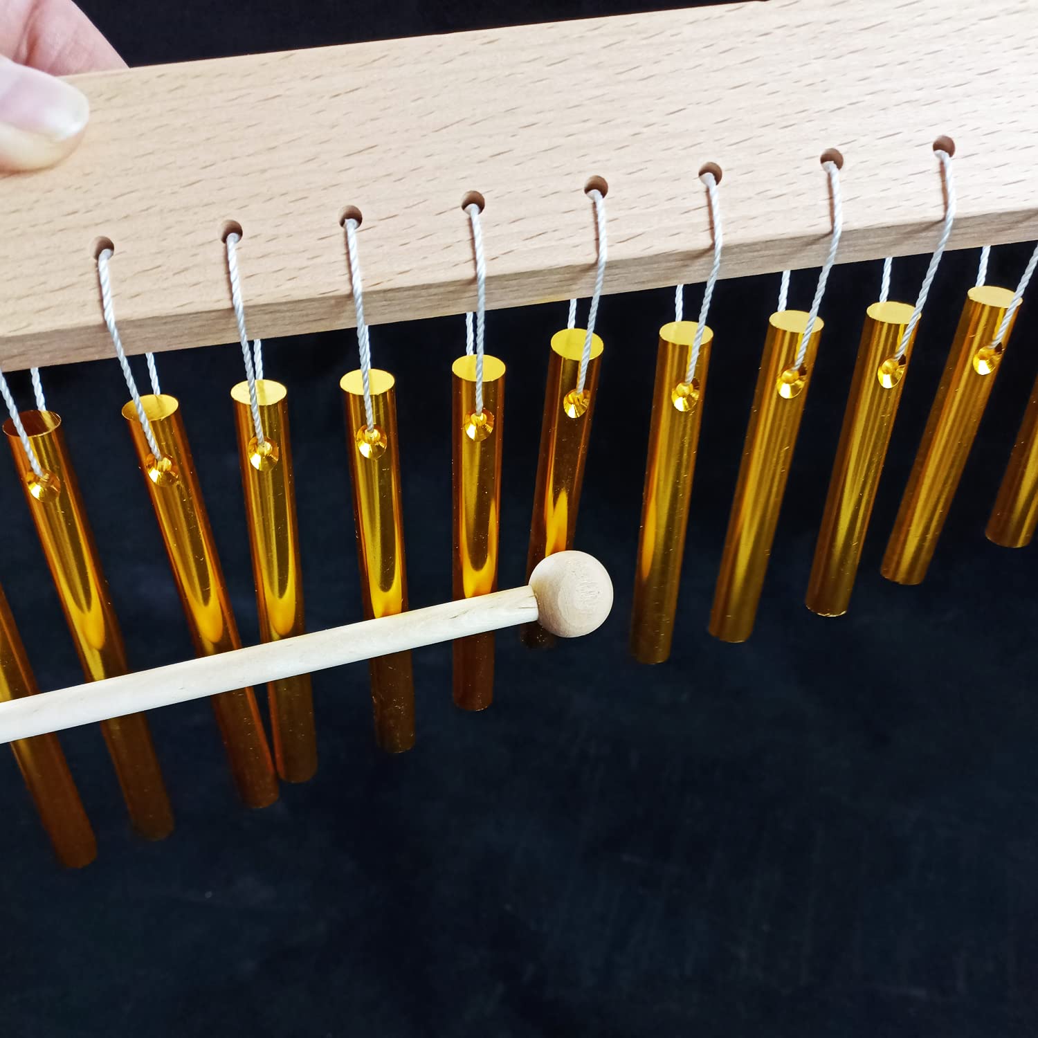 LOONELO 12-Tone Top Bar Chime,Wind Chime Instrument Percussion for For Music Classroom,Meditation,Yoga with Mounting Stand and 2 Sticks
