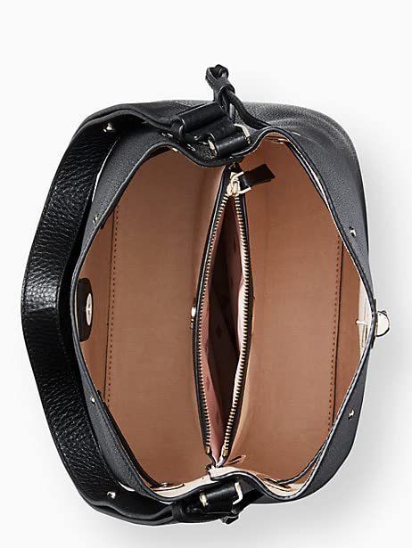 Kate Spade New York Large Marti Leather Bucket Bag Shoulder Bag Crossbody (Black)