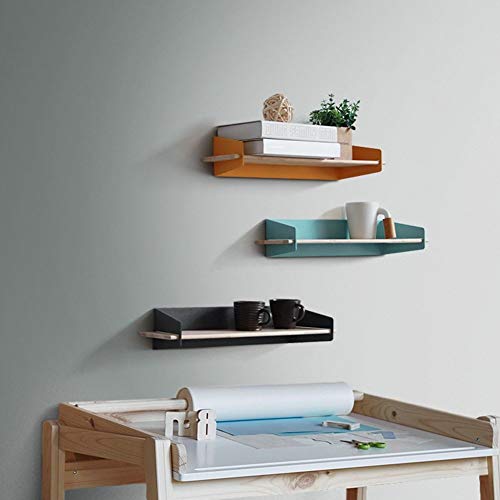 PIBM Stylish Simplicity Shelf Wall Mounted Floating Rack Wooden Collections Living Room Creative,3 Sizes,6 Colors Avaliable, Yellow , 29.5X10X15cm