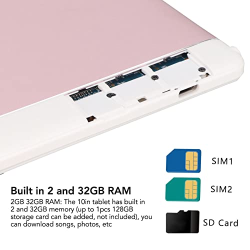 PUSOKEI Tablet PC for Android 11,10in IPS 1080P HD Large Screen,2GB RAM 32GB ROM Dual SIM Dual Standby 3G Call Tablet,Dual Camera Tablet with BT WiFi,Dual Speaker(Pink)
