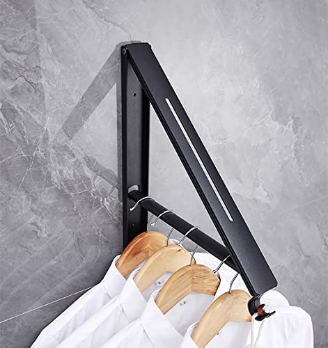 WXS-CHALL Aluminum Wall Mounted Clothes Drying Rack - Space Saving Folding Laundry Rack for Wall, Collapsible Design (Black)