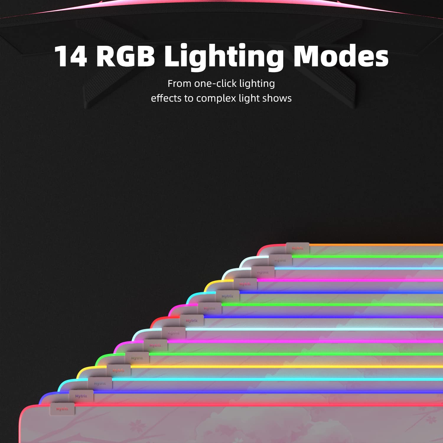 Mytrix RGB LED Gaming Mouse Pad, 14 Modes Glow Pad, Extra Large Gaming Mousepad,Waterproof Rubber Non Slip Zero-Kirin Mat, Extended Big Keyboard and Mouse Pad Mat for Gamer Office Home, 800×300×4mm