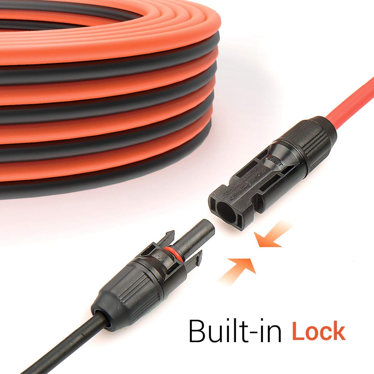 JYFT 10AWG(6mm²) Solar Extension Cable with PV Compatible Female and Male Connector (6FT Red + 6FT Black)…