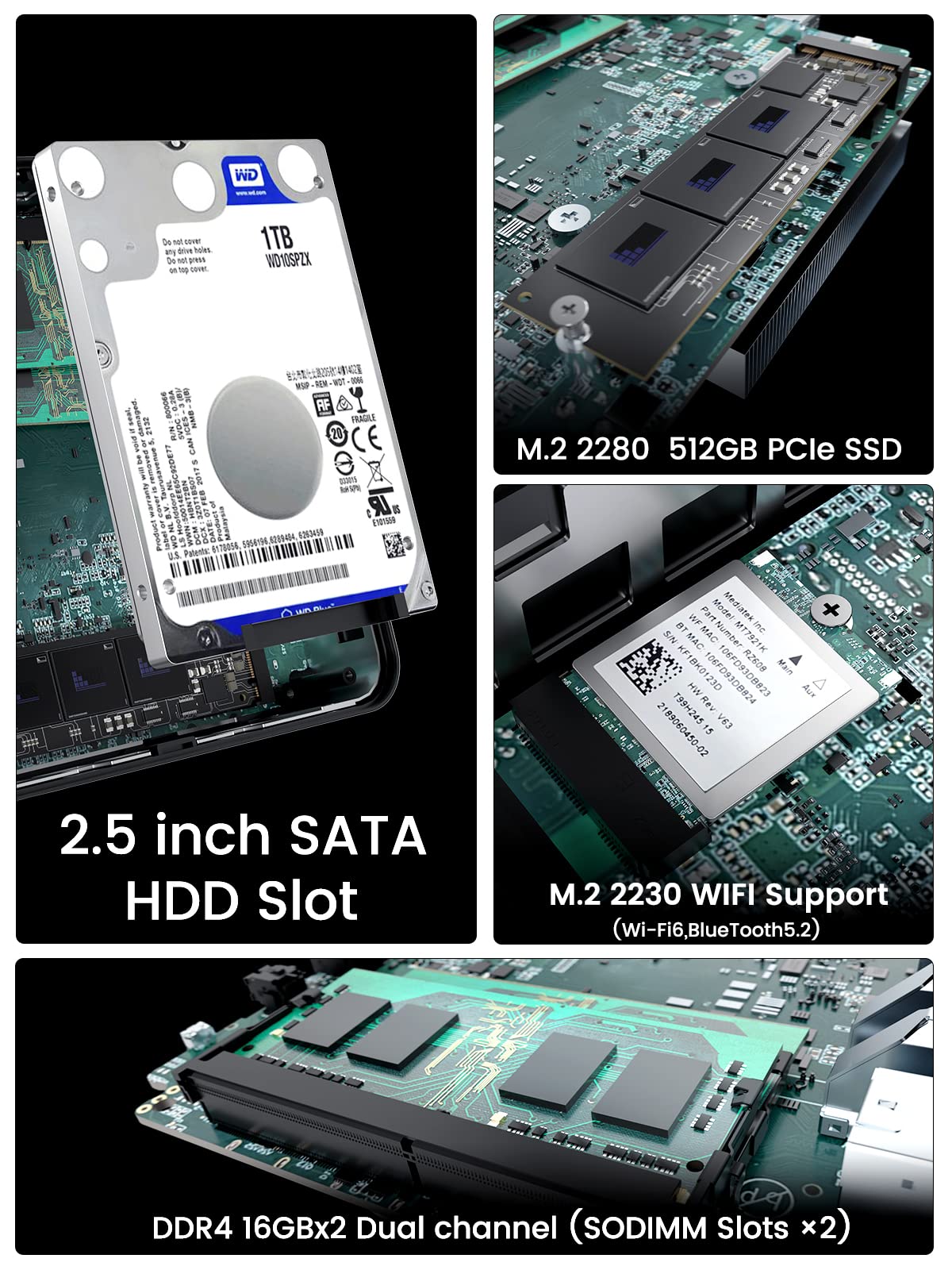 Mini PC AMD Ryzen 7 5800H, Mini Computers DDR4 32GB 512GB PCIe SSD,Windows 11 Pro Mini Desktop Computer, 2500M LAN/Wi-Fi 6/BT5.2, HDMI×2/ USB-C×2/ 4K@60Hz, UM580 Small Gaming PC Support Auto Power On