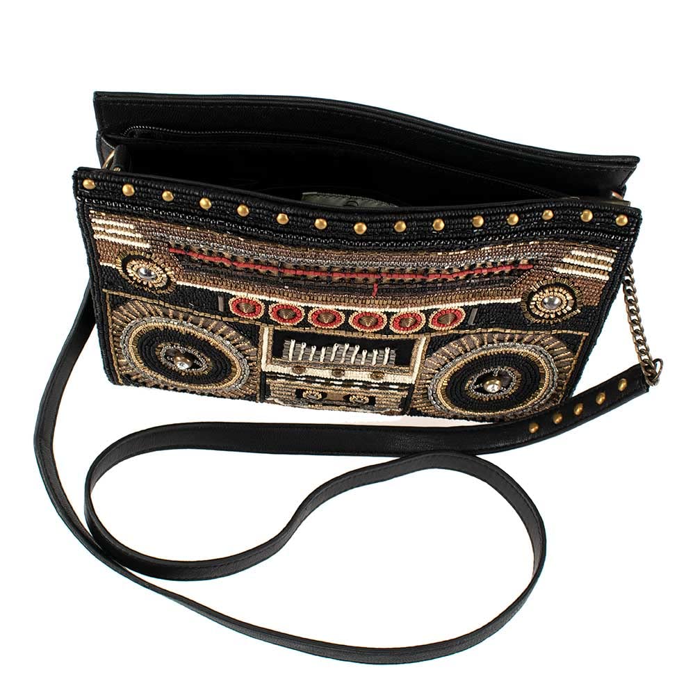 Mary Frances Dialed In Beaded Stereo Music Leather Crossbody Handbag, Multi
