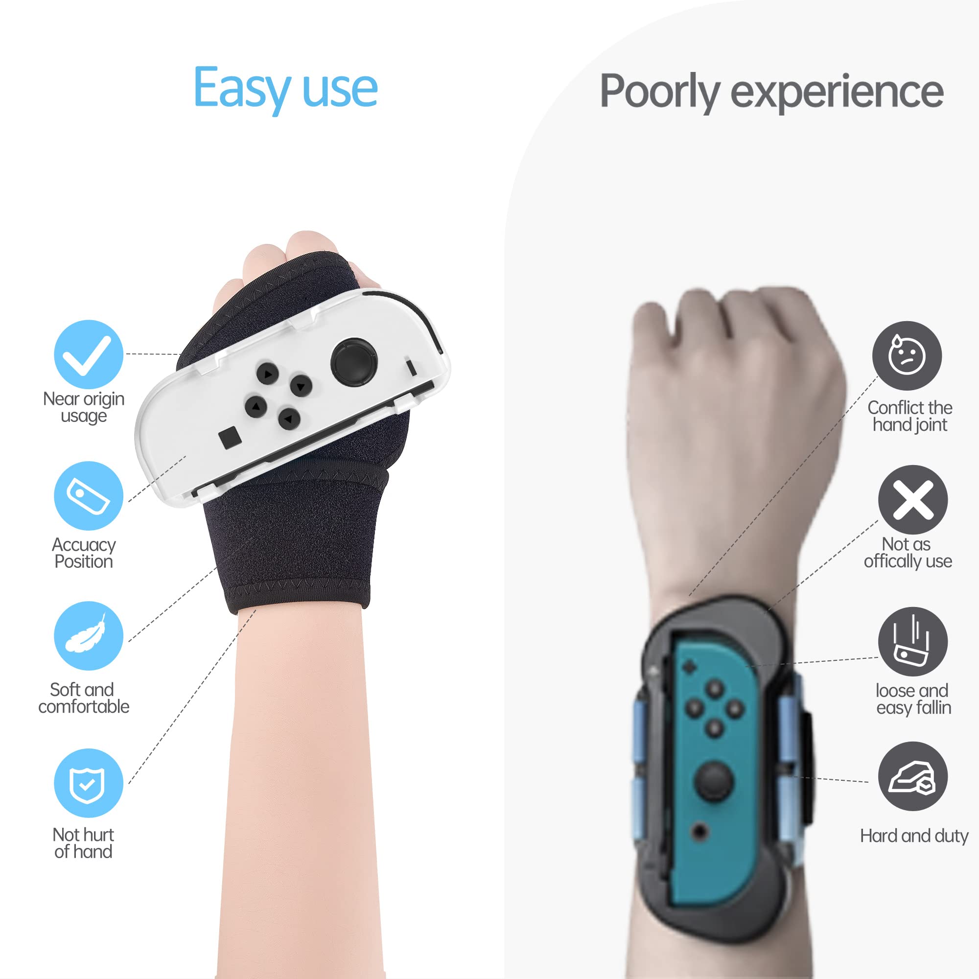 Leyu Smart Switch 2024 Just Dance JoyCon Grip(2 Pack) Party Gift Wrist Strap Boxing Design (Free The Hands,Dance Freely with Rhythm) for Switch Just Dance 2023 2022 2021 2020 2019 White