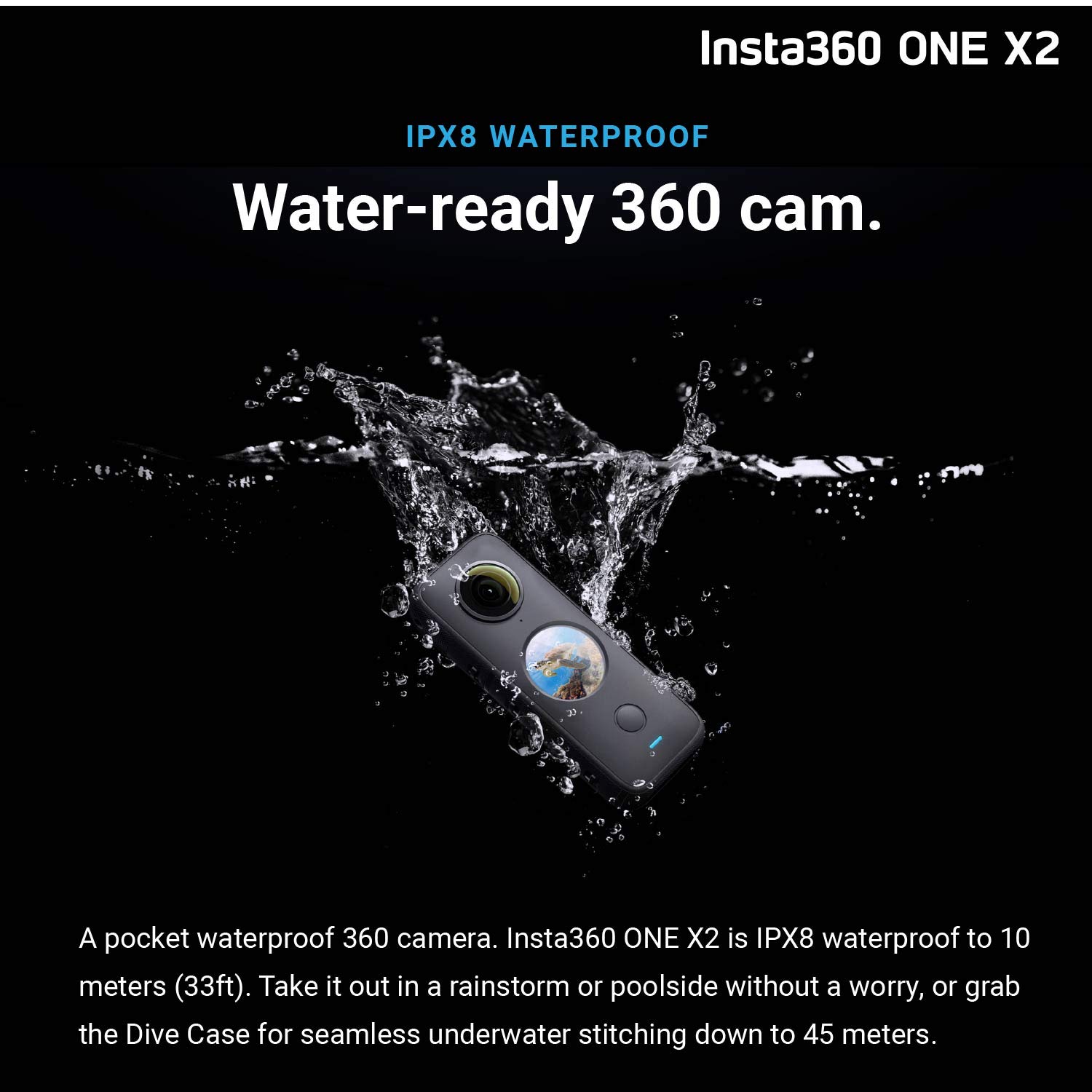 Insta360 ONE X2 360 Camera with Touchscreen - 5.7K30 360 Video, Front Steady Cam Mode, 18MP 360 Photo + InstaPano | Bundle Includes 128GB Memory Card (2 Items)