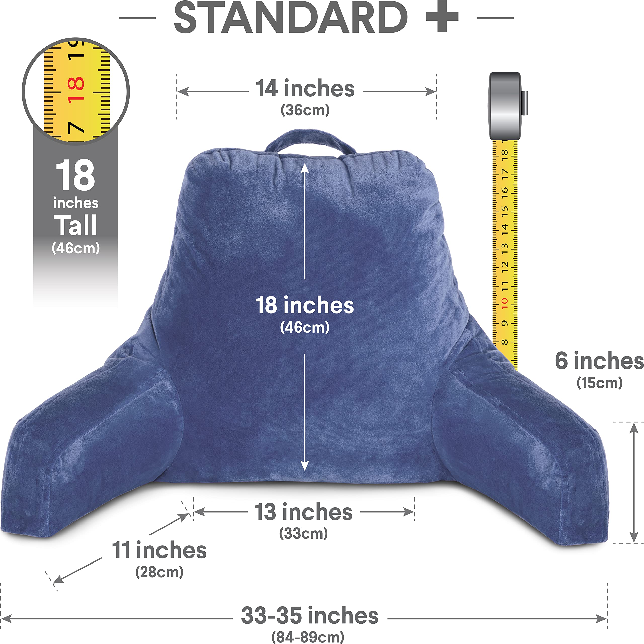 Husband Pillow Combo - Backrest Pillow with Arms : Standard Dark Blue & Lap Desk Bed Tray : Pink - Memory Foam Reading Pillows for Bed & Laptop Bed Tray Table