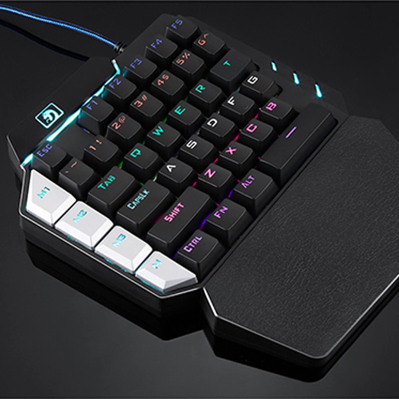 PMUYBHF One-Handed Mechanical Gaming Keyboard, Gaming Keypad with 7 Rainbow Racing Lantern Light effect, 38 Keys