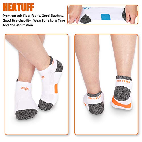 Heatuff Women's 12 Pairs Performance Athletic Ankle Socks Low Cut Cushioned Sock with Heel Tab