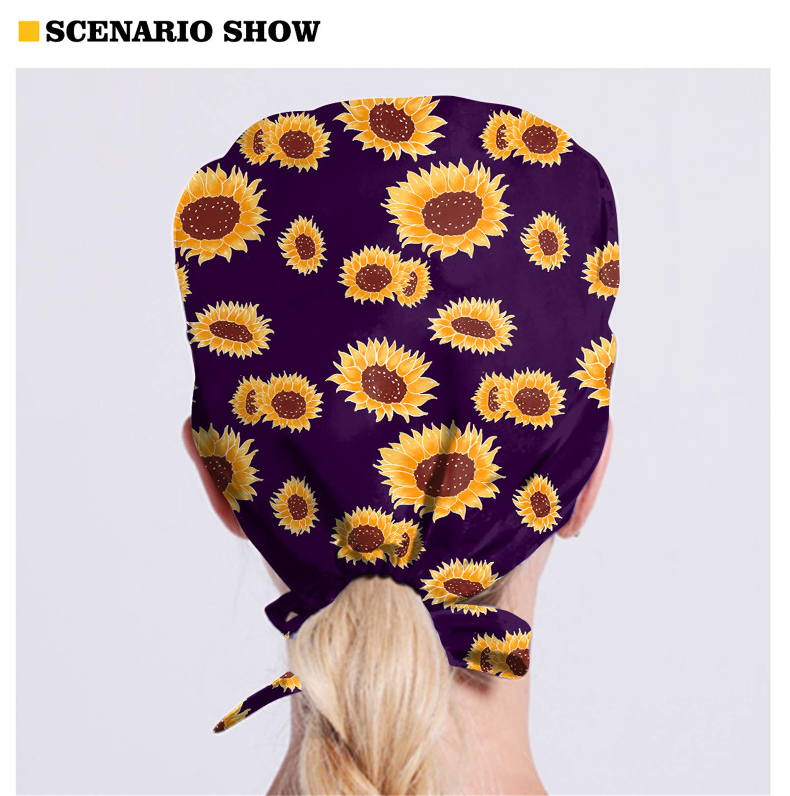 JoyLamoria Lovely Dachshund and Cactus Print Adjustable Cap with Sweatband, Tie Back Hat Hair Covering Cap for Men Women