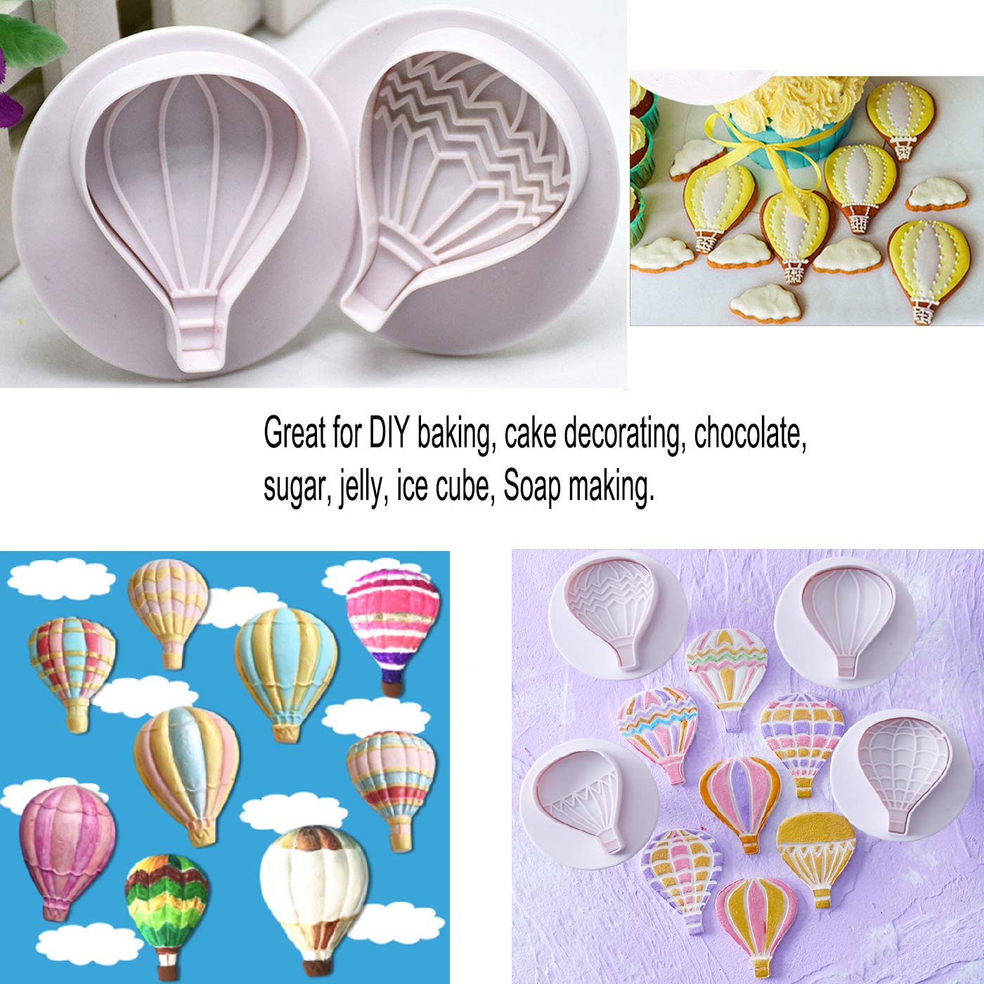 Markeny 10 Pack Cake Fondant Embossing Mold Balloon Cloud Fence Cookie Cutters Biscuit Moulds for Sugarcraft Fondant Baking Mold Cupcake Decorating