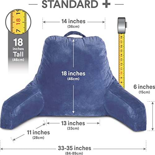 Husband Pillow Combo - Backrest Pillow with Arms : Standard Dark Blue & Lap Desk Bed Tray : Grey - Memory Foam Reading Pillows for Bed & Laptop Bed Tray Table