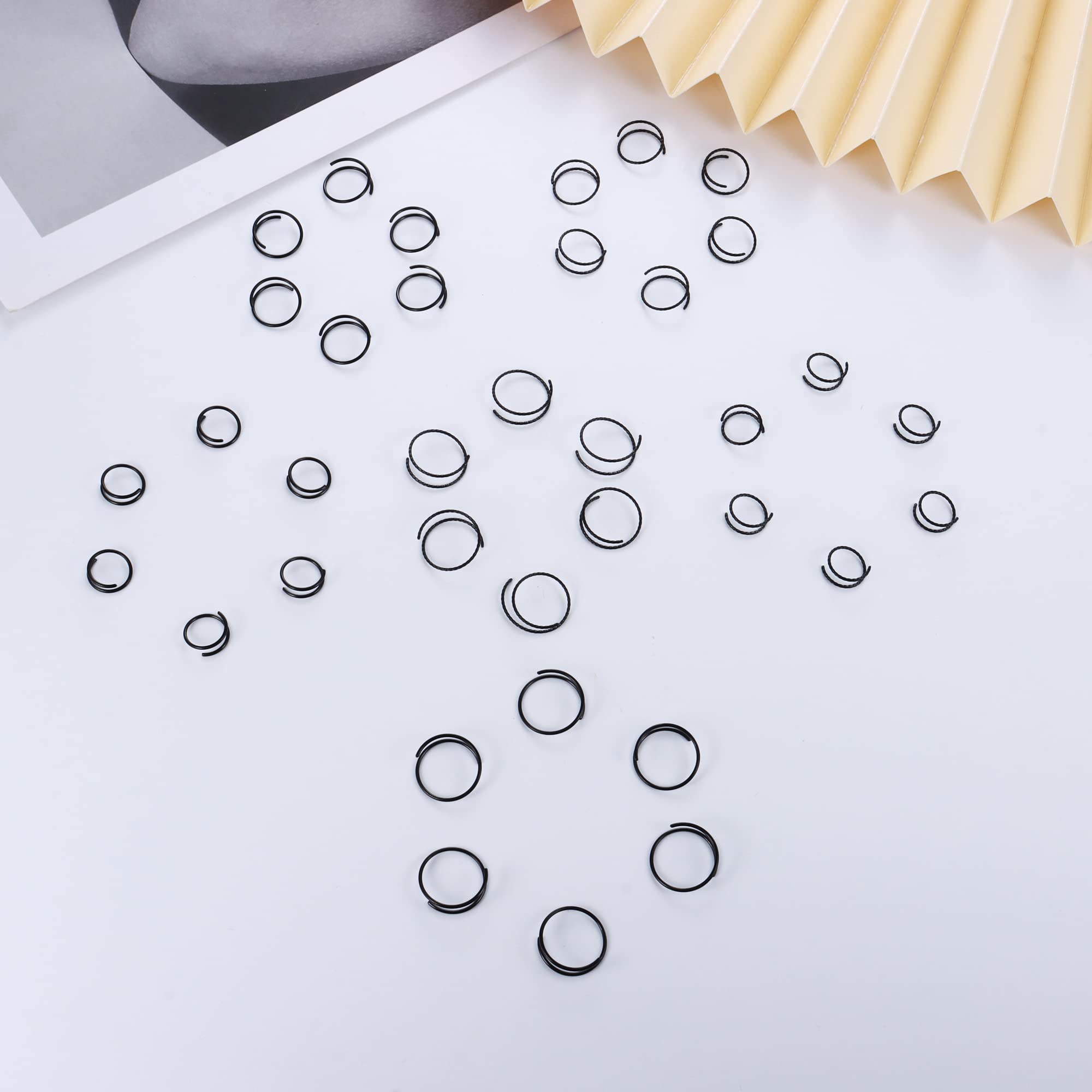 Jstyle 36Pcs Nose Rings Hoops Surgical Steel Double Spiral Nose Ring Single Pierced Nose Piercing for Women Men Black Tone