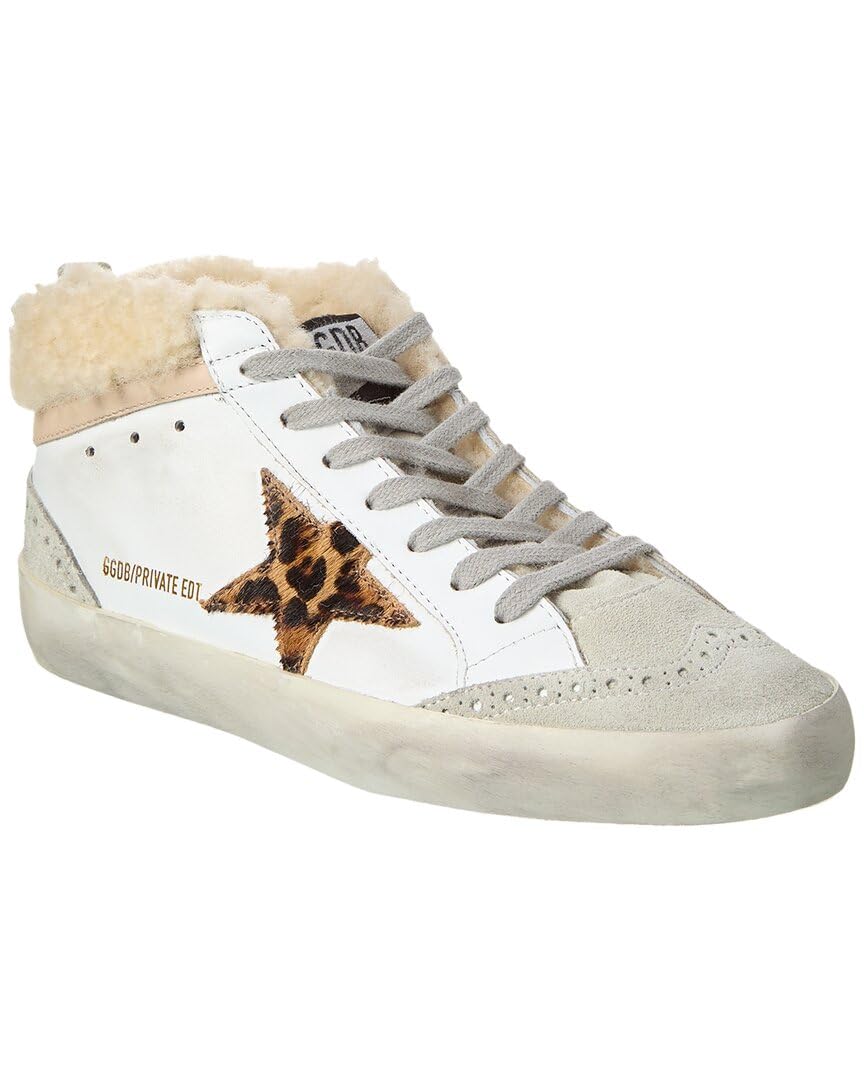 Golden Goose Midstar Leather & Shearling Sneaker, 38, White