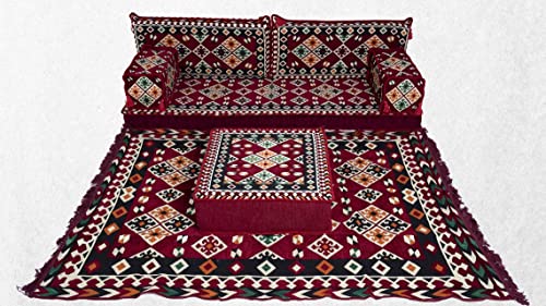 Maroon Arabic Majlis Floor sofa, Floor couch, Loveseats,Floor seating sofa,Ethnic sofa, Hookah Lounge,Ottoman Couch,Arabic Couch,Arabic sofa