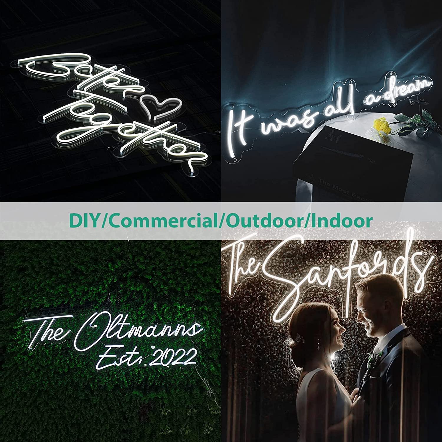 LannlKer LED Neon Rope Lights, 16.4ft/5m Cool White Neon Light Strip,12V Flexible Waterproof LED Strip, Silicone Neon Lights for Kitchen Bedroom Indoor Outdoor Decoration(Power Adapter not Included)