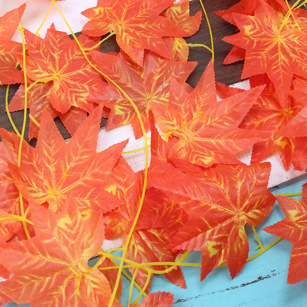 HUAESIN 10 Pack Fall Leaf Garland Fall Leaves Decoration 90 FT Artificial Silk Maple Leaf Hanging Ivy Vine Halloween Garland Autumn for Home Wedding Garden Party Table Decoration