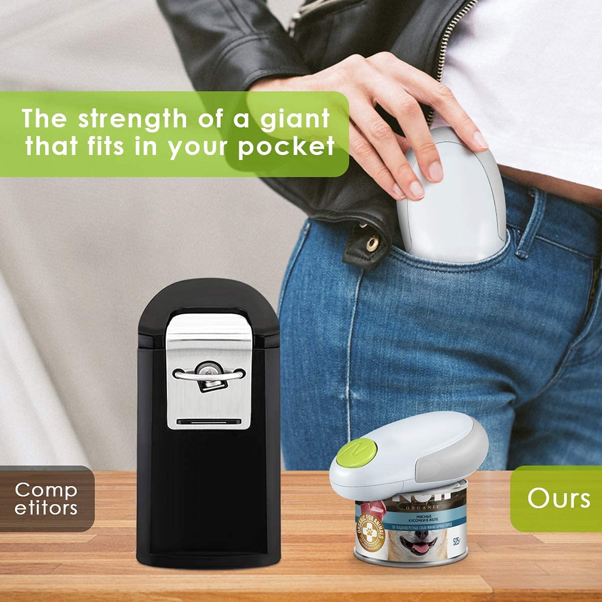 NOLTSE Electric Can Opener, Safety Can Opener Smooth Edge, A button to Open Your Cans, No Sharp Edge, FoodSafe, Battery Operated, Mini Can Opener Electric Kitchen, 2021White